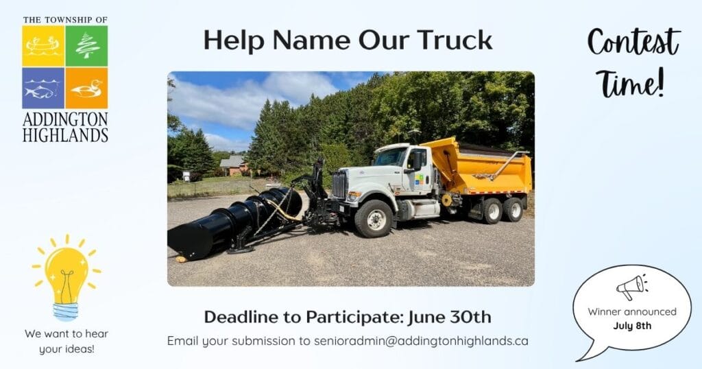 Public Notice – Help Name Our Truck – Township of Addington Highlands